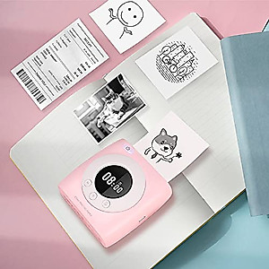 PAPERANG P2S Mini Printer, 300DPI Wireless Thermal Sticker Printer Compatible with iOS Android Mac Windows for Photo Picture Receipt Memo Note Label Sticker, Good Gift(Pink)