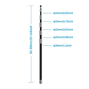 Selens Mic Boom Pole Portable Microphone Boom Arm 5-Section Extendable Handheld Mic Arm Microphone Holder for Sound Recording, Video, Broadcast and Electronic News Gathering, 2.7ft-9.8ft