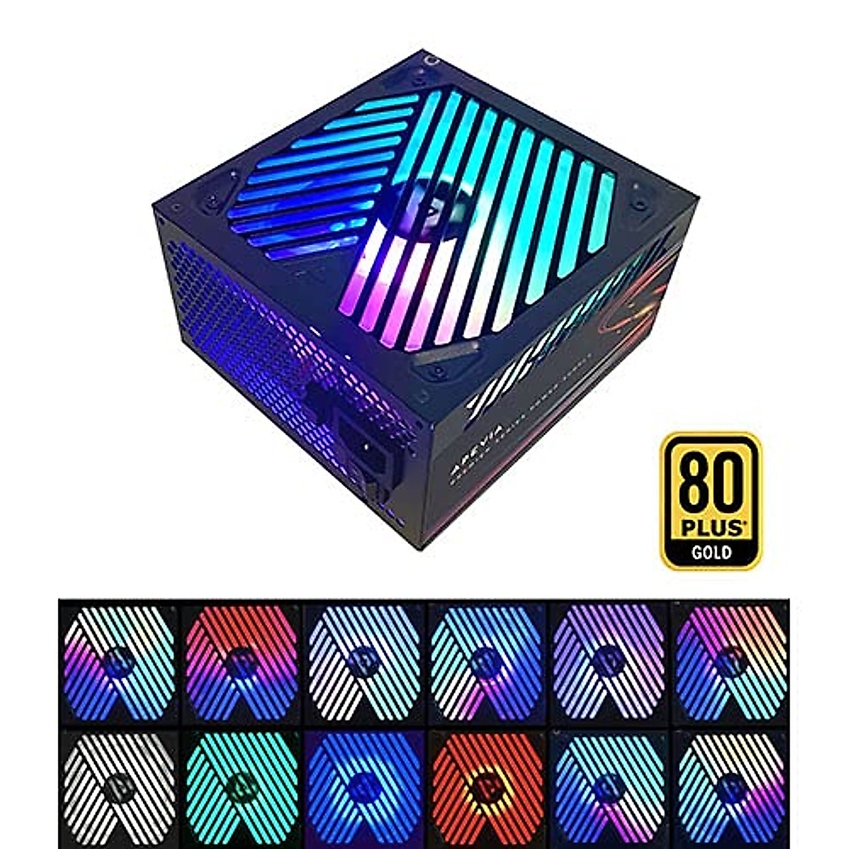 Apevia ATX-PM1000W Premier 1000W (No PCIe 5.0 & No Gen 5 12VHPWR Cable) 80+ Gold Active PFC ATX Semi-Modular Gaming Power Supply with 366 RGB Modes