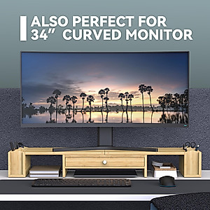 WELL WENG Monitor Riser for 2 Larger Monitors,Dual Monitor Stand with Drawer,Painted
