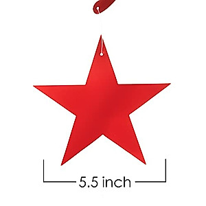 Red Black Gold Star Hanging Swirl Decorations Stars Streamers Foil Swirls for Ceiling Decorations Party Supplies, Pack of 30