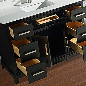 Vanity Art 48 Inch Bathroom Vanity with Sink and Mirror | Carrara Marble Stone top Storage Bathroom Organizer Cabinet with Dovetailed Drawer, Soft Closing Door, Brushed Nickel Handles, VA1048-E