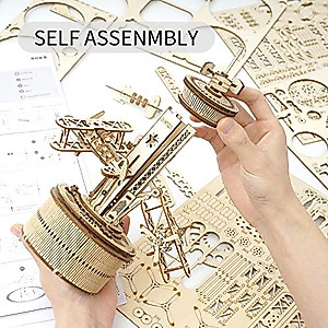 ROKR 3D Wooden Puzzle Mechanical Music Box,DIY Aircraft Model Kits to Build,Best Toy Gift for Kids/Teens/Adults on Birthday,Decoration for Room