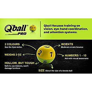 Qball Pro - Reaction Ball - World's Fastest Trainer! - Now Lighter - More Erratic Moderate Erratic Bounce. Allows Fast Bouncing and catching Without Chasing - Fast Results