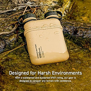 ELECOM NESTOUT Rugged Power Bank, 15000mAh Outdoor Charger, 32W USB-C Fast Charging PD, Waterproof IP67, Durable Shockproof, Battery Pack for iPhone Tablet Hiking Travel Camping (Gray Blue, 15000mAh)