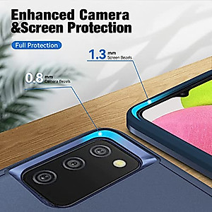 Bonkier Samsung Galaxy A03S Case, Samsung A03S Case with 2X Tempered Glass Screen Protector,[Military Grade] Shockproof Built-in Magnetic Kickstand Phone Case for Samsung Galaxy A03S (Blue)