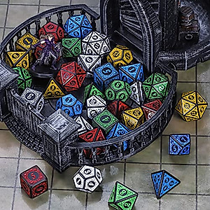 CiaraQ Polyhedral Dice with 5 Pouches, 5 Sets of Retro Dice for MTG DND Board Games, 35 Pieces