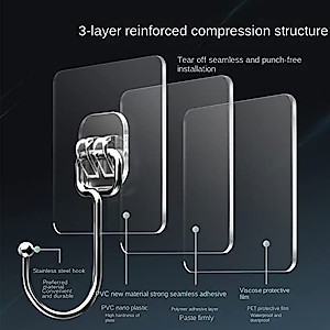 Large Adhesive Hooks For Hanging Heavy Duty(33lbsmax).Self Adhesive No Punching Waterproof And Rustproof No Races Stainless Steel Hook Multiple Uses For Bathroom Bedroom Kitchen And Outdoor. 15pack