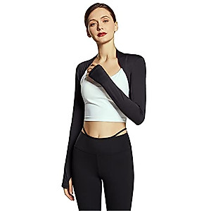 FEOYA Women's Anti-UV Arm Cover Shrug Breathable Cooler Shrug for Golf Riding Jogging Shawl Arm Sleeves Black S