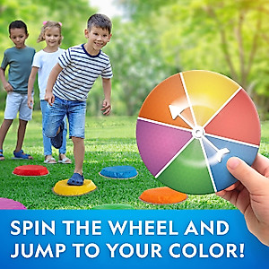 NATIONAL GEOGRAPHIC Stepping Stones for Kids – Durable Non-Slip Stones Encourage Toddler Balance & Gross Motor Skills, Indoor & Outdoor Toys, Obstacle Course, Gifts for Toddlers (Amazon Exclusive)