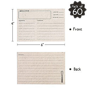 LotFancy Recipe Cards, 4x6 Inch, 60 Count, Double Sided, Blank Recipe Cardstock, Vintage Recipe Index Cards