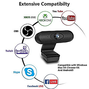 LFS Webcam with Microphone, 1080P HD Streaming USB Computer Webcam 65 inch Long Cable Manual Focus Noise Reduction [Plug and Play] [30fps] for PC Video Conferencing/Calling, Laptop/Desktop Mac
