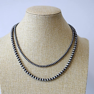 Navajo Pearl Layered Necklace Western Country Gift for Women (1pcs（4mm+6mm）)