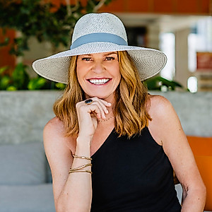 CARKELLA by Wallaroo Women’s Kerrigan Fedora – UPF 50+, Wide Brim, Packable Design, Adjustable Sizing for Medium Crown Sizes – Stylish Sun-Smart Hat for Golf, Resort and Travel (Ivory/Black)