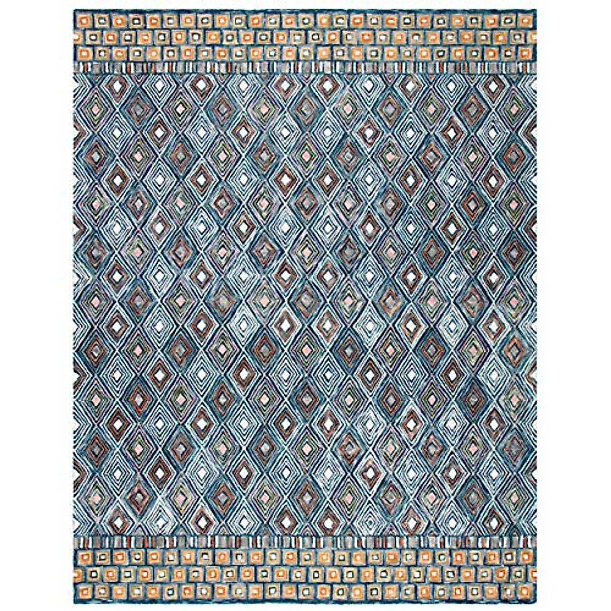 SAFAVIEH Aspen Collection Area Rug - 5' x 8', Blue & Gold, Handmade Boho Wool, Ideal for High Traffic Areas in Living Room, Bedroom (APN810M)