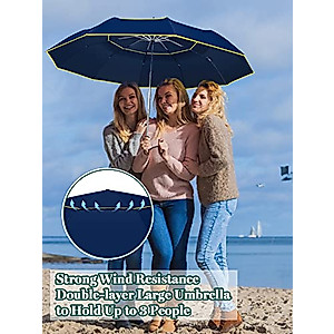 Kalolary Extra Large Golf Umbrella Automatic Open Folding Umbrella Windproof Compact Large Double Canopy Umbrella Travel Folding Umbrella Strong Oversized Rain Umbrellas for Home Family Use (Blue)