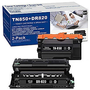 Neoa (2 PK,Black) 1 Pack TN850 TN-850 High Yield Toner Cartridge + 1 Pack DR820 DR-820 Drum Unit Compatible With Brother DCP L5500DN L5600DN L5650DN MFC L6700DW L6750DW L5700DW L5800DW Printer