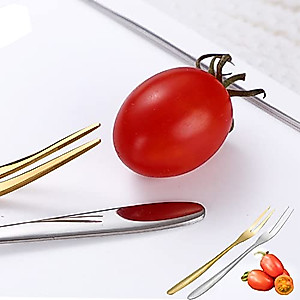 50PCS Stainless Steel Two-tine Fork Tasting Appetizer Forks Portable Cocktail Salad Fruit Forks for Eating Cakes Fruits Salads Used in Weddings Festivals Birthdays Housewarming