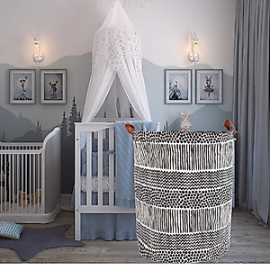 ModernHome & Co 19.7in Tall Laundry Basker Large Hamper Room Storage Decor Waterproof Foldable Canvas Laundry Baskets Kawaii Room Decor Baskets For Organizing Baby Hamper Laundry Bag (Blk bamboo)