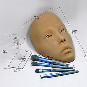 5D makeup Practice Face Board, Silicone Makeup Mannequin Face, Reusable Beginner Practice Eye Makeup Face, Eye Fake Silicone, Makeup Artist Full Face Practice Eyelash Eye Shadow Eyeliner Pen Simulatio