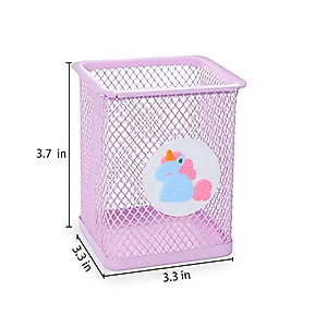 Trycooling Pen Holder Cute Pencil Holder for Kids Girls Mesh Pen Cup Holder Stand Desk Organizer Unicorn Makeup Pencil Holder for Office,School,Home,Pink Pencil Holder (2 Pack Square)