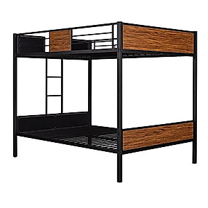 Full Over Full Bunk Bed, Metal Bunk Bed Frame, Sturdy Steel Bed Frame, Modern Style Bunk Beds for Kids, Toddlers, Teens, Adults, Bedroom, Dorm, Black