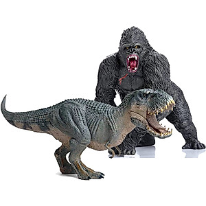 Gemini&Genius King Kong Toys Vastatosaurus Rex Dinosaur World Toys Stand Up with Movable Jaw Gorilla Action Figurine Gift for Kids
