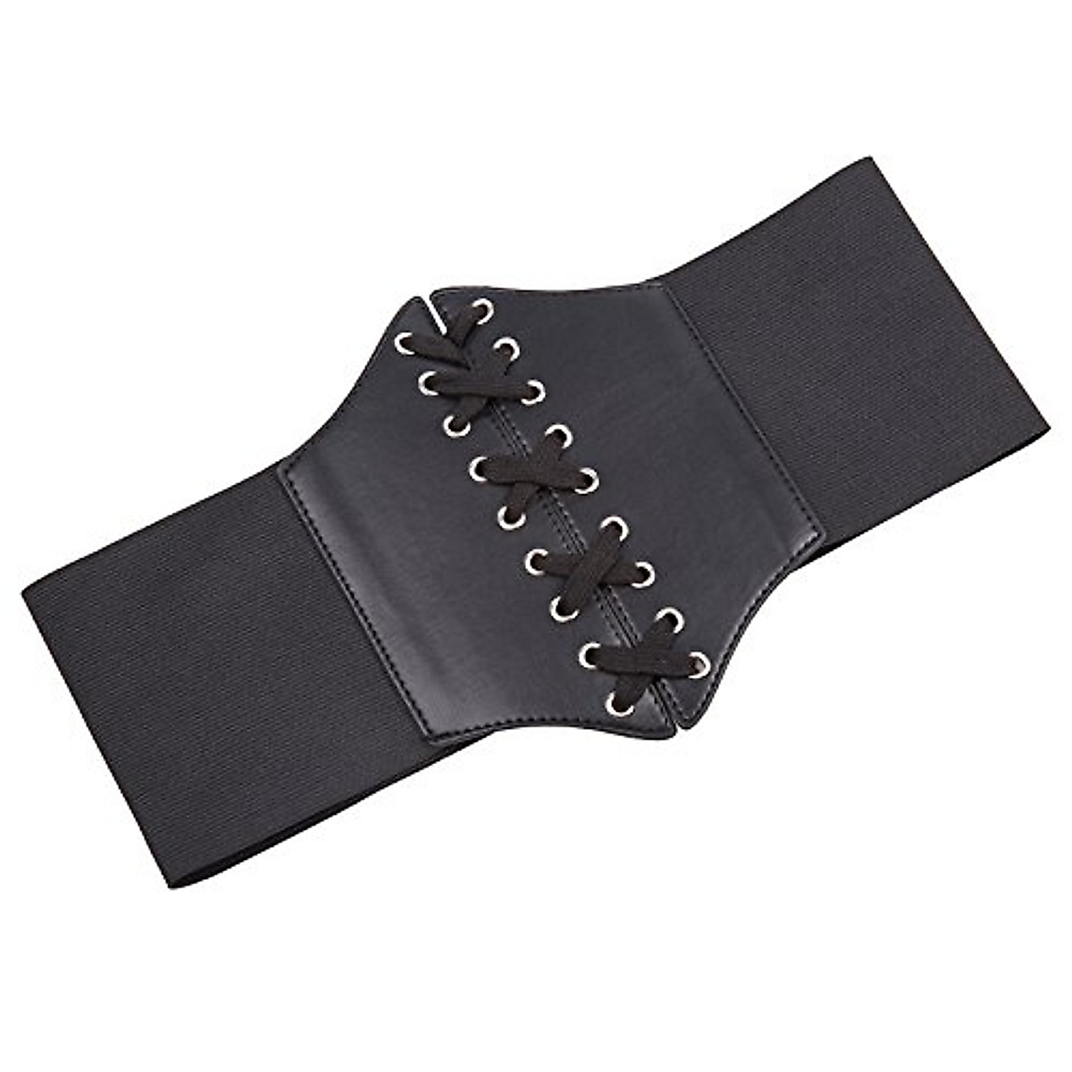 GRACE KARIN Women's Black Elastic Corset Chunky Waistband Wide Waist Cincher Belt(S,Black)