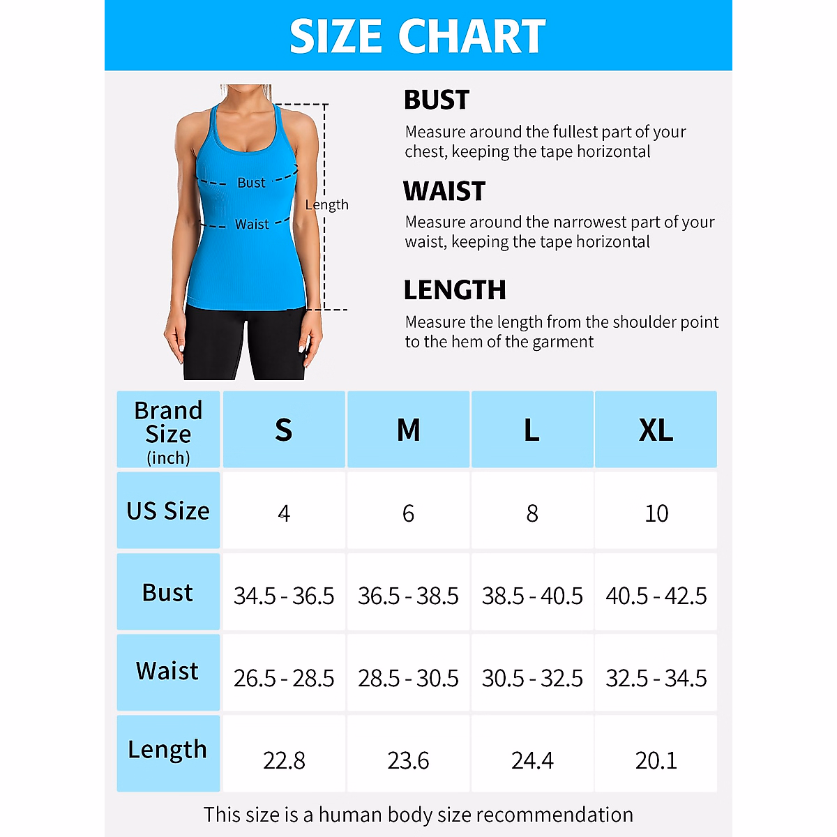 ATTRACO Women Ribbed Workout Tank with Built in Bra Slim Fit Sleeveless Yoga Tops Blue
