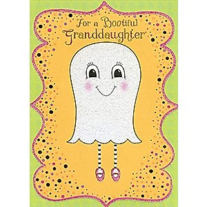 Designer Greetings Cute Sparkling Ghost with Pink Shoes Juvenile Halloween Card for Granddaughter