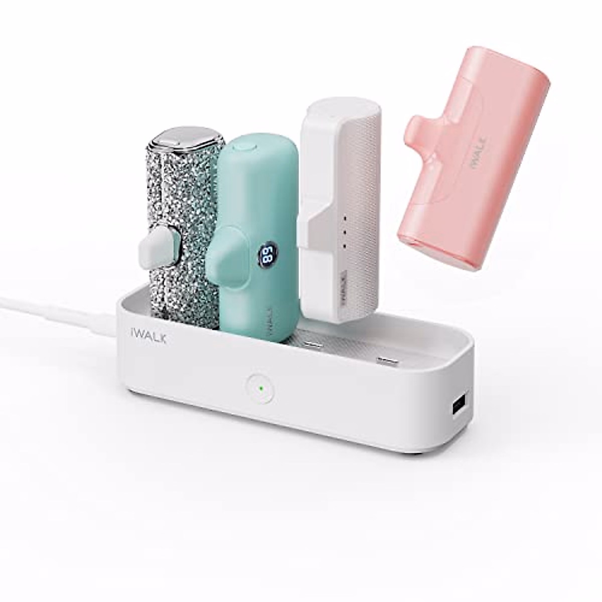 iWALK LinkPod Station for iWALK LinkPod Portable Charger 3350mAh,4500mAh,4800mAh Power Bank for iPhone Charging Station Multiple USB-C Family-Sized Charger Station for Home(Station Only), White