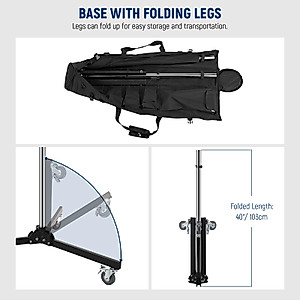 NEEWER 88"/224cm Light Stand Stainless Steel Heavy Duty with Pistol Grip, Sliding Arm, Detachable Caster, Folding Leg, 1/4" 5/8" Spigot, Photography Flash/Ring Light Stand, Max Load 22lb/10kg, ST003