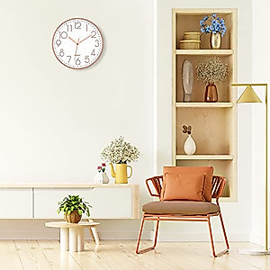Lumuasky Rose Gold Wall Clock Modern Battery Operated Analog Small Cute Silent Non-Ticking Decorative Clock for School Office Classroom Bedroom Kitchen Living Room Decor (10 inch)