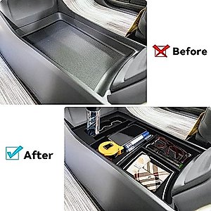 Lower Center Console Organizer for Rivian R1T & Rivian R1S Floor Storage Insert Box with White PVC Trim Rivian Organizer Tray with Cup Holder Compatible with Rivian R1T R1S 2022 2023