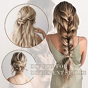 REECHO Hair Extensions, 20 Inch 4PCS Synthetic Fiber Clip in Hair Extensions Natural Soft Hairpieces for Women, Dark Blonde with Highlights