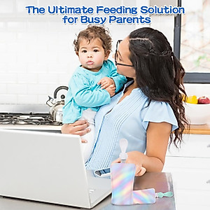 Leak-Proof Silicone Food Pouch Squeeze Spoon - No-Spill, Easy Attach Silicone Tops for Infants, 4-Pack