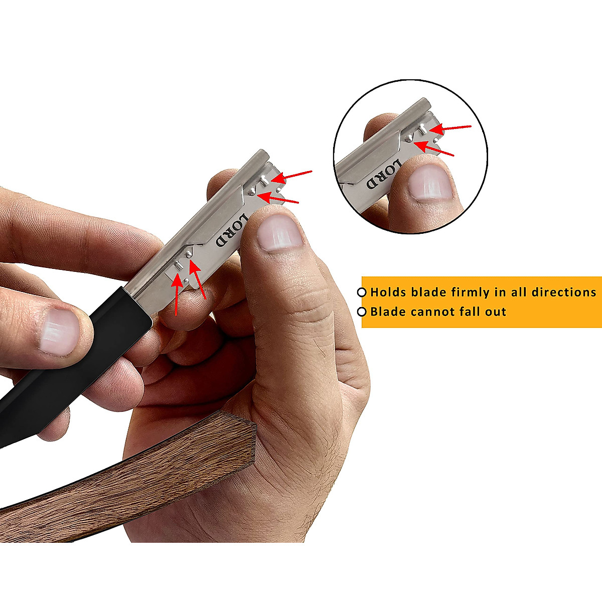 BEAUTICONE Straight Razor | Professional Barber Rose Wooden Razor with Black blade holder for men with 100 Single Edge Blades │slide-out design