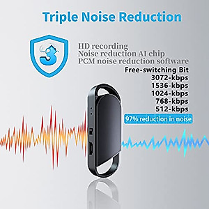 64GB Voice Recorder with Playback, Keychain Voice Activated Recorder with Triple Noise Reduction, Mini Recorder with 750 Hours Storage and 30 Hours Battery Time, for Class Lecture, Interview, Meeting