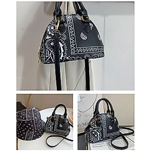 U Scinan Patent Leather Top Handle Tote Bag Mini Zip Around Dome Shoulder Bag Shell Shape Cross Body Handbag Purse Satchel