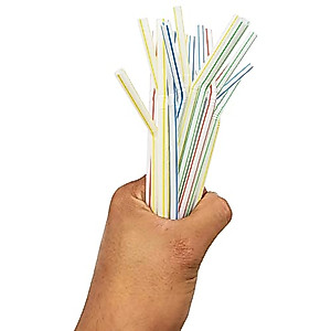 Party Bargains Flexible Drinking Straws 40 Count, Striped Colors, Disposable Plastic Straws, 0.23” diameter 7.63” long, Pack of 1