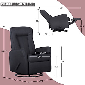 Swivel Recliner Chair Manual Glider Fabric Chair,Swivel 360,Handle Manual Glider Recliner for Living Room