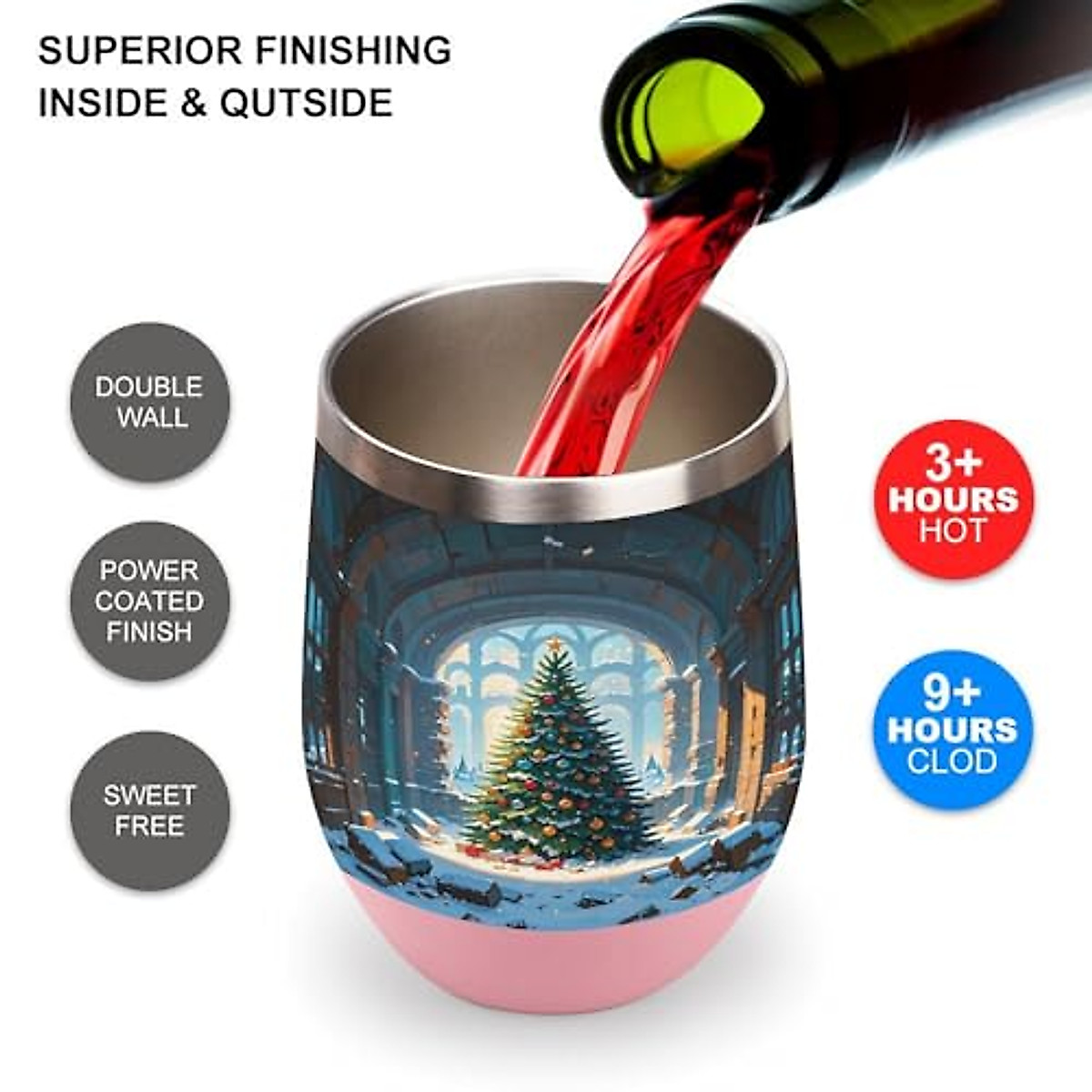 WYUSPGK 304 Stainless Steel Insulated Cup, Winter Ruins Print Smooth Rim, Durable & Reusable - Perfect for Office, Home, And Travel