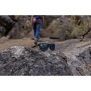 Suncloud Respek Polarized Sunglasses – 100% UV Protection – Comfortable Fit, Trendy Design – for Men & Women – Black + Polarized Blue Mirror Lenses