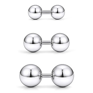 Yaalozei 12G Big Piercing Balls PA Ring Piercing Jewelry 316L Surgical Stainless Steel Externally Threaded Straight bar Barbell Tragus Helix Ring Cartilage Lobe Earring piercing Jewelry Women Men 6mm