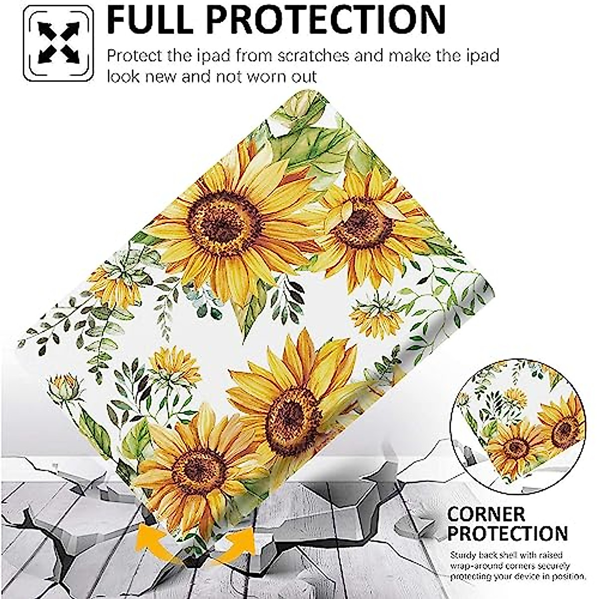 Case for iPad Mini 6 2021 8.3 Inch, Multi-Angle Smart Stand Cover Auto Sleep/Wake for iPad Mini 6th Generation 8.3 Inch，Watercolor Sunflower
