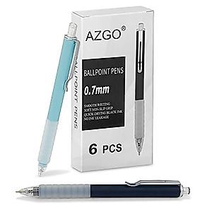 AZGO Ballpoint Pens Black Retractable Ink Writing Pen Office 0.7mm Ball Point Pen for Journaling (6-count)