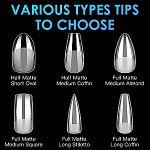 Soft Gel Nail Tips Medium Square, 600 PCS Pre Buff Full Cover Shaped Nail Extenison Tips Matte Gel X Nail Tips Acrylic False Nail Tips BORNBYME