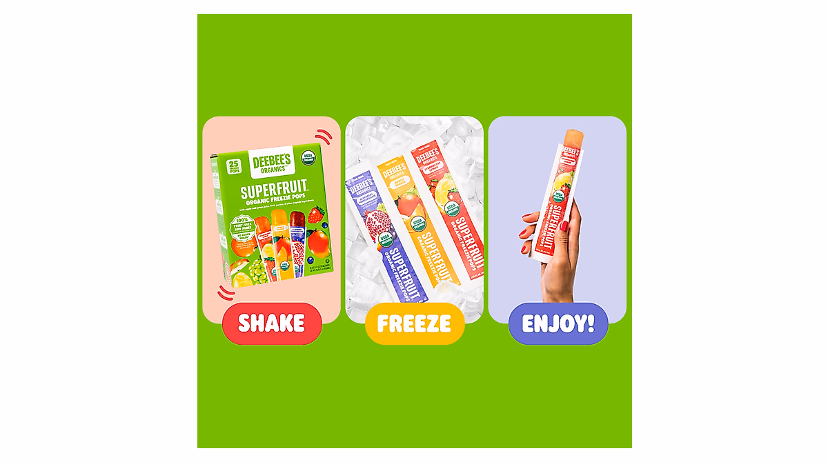 DeeBee's Organic Freezie Pops Pack of 25 No Added Sugars or Artificial ...
