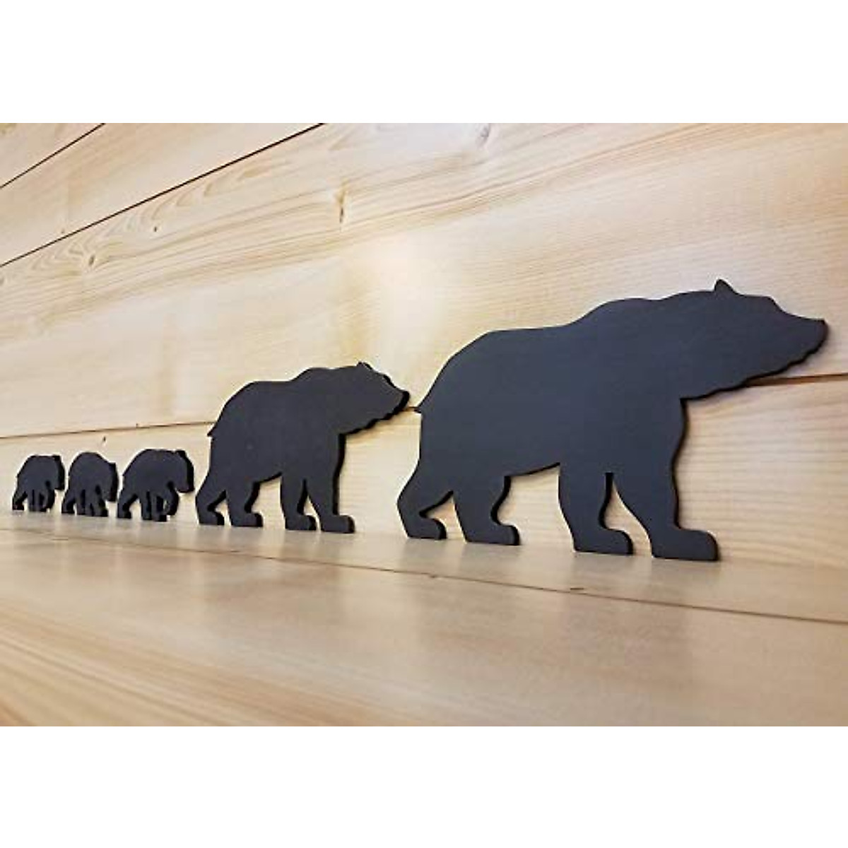 Black Bear Family - Bear Wall Art - Bear Woodwork - Wooden Bear Silhouette - Bear Family Art - Bear Family of 5 - Animal Art