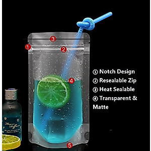 Couga Mall 50 PCS Matte Stand-Up Plastic Storage Bag with Resealable Zip, Heat Sealable Reusable Pouch Packing Bag for Juice, Nuts, Beans and Tea Leaves (4.3” 6.7”)